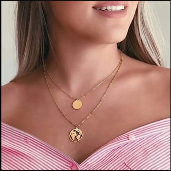 Jewelry | 18k Gold Plated Map Medal Necklace | Poshmark
